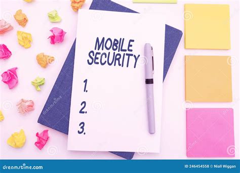 Text Caption Presenting Mobile Security Word Written On Protection Of Mobile Phone From Threats