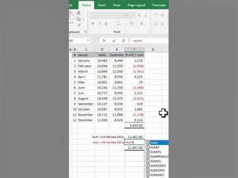 How To Sum Positive Or Negative Numbers In Excel