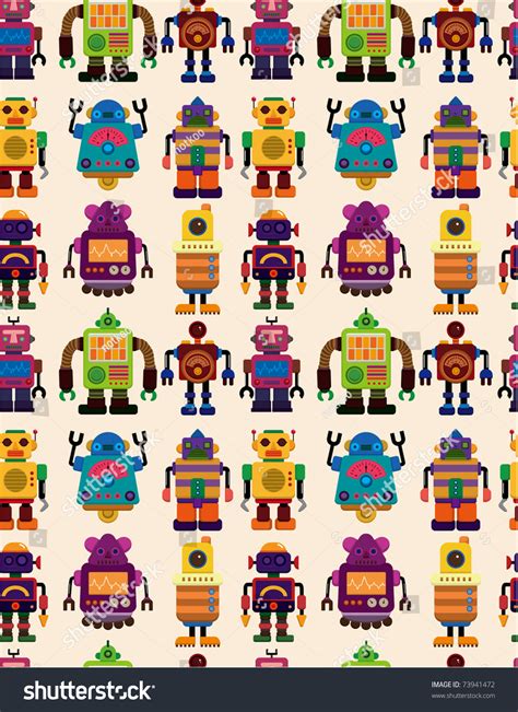 Seamless Robot Pattern Stock Vector Royalty Free 73941472