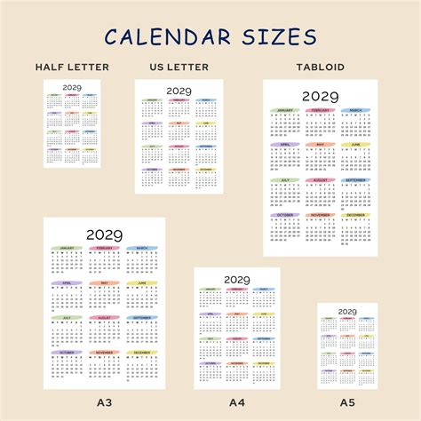 2029 Yearly Calendar Printable One Page Minimalist Full Year At A