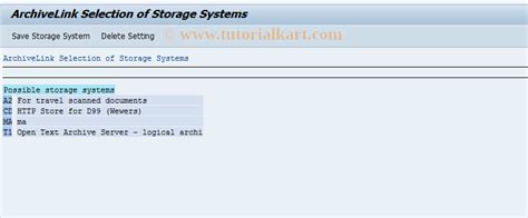 OAA SAP Tcode SAP ArchiveLink Maintenance User St Syst