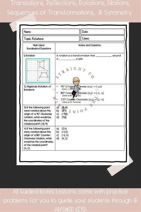 Geometry Transformations Guided Notes Freebie Vocabulary Word