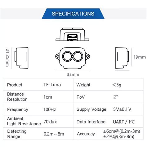 라이더 거리 측정기 센서 모듈 Tf Luna 단일 포인트 마이크로 범위 모듈 Arduino Pixhawk Raspi Uart I2c 용 5 개 Iot 장치