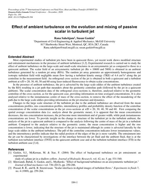 Pdf Effect Of Ambient Turbulence On The Evolution And Mixing Of Passive Scalar In Turbulent Jet