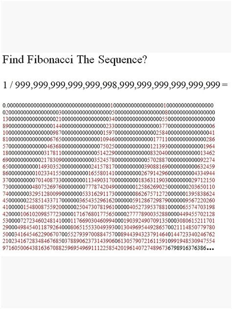 A Fraction That Shows The Fibonacci Sequence Poster By Hdl3333
