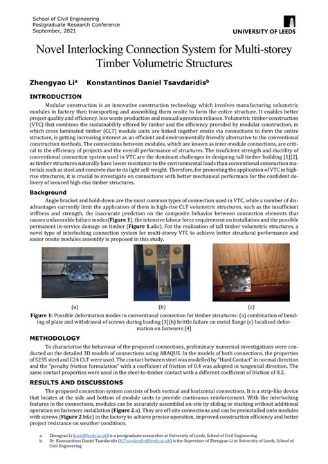 Pdf Novel Interlocking Connection System For Multi Storey Timber Volumetric Structures