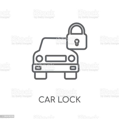 자동차 잠금 선형 아이콘입니다 자동차 부품 컬렉션에서 흰색 바탕에 현대 개요 자동차 잠금 로고 개념 아이콘에 대한 스톡 벡터