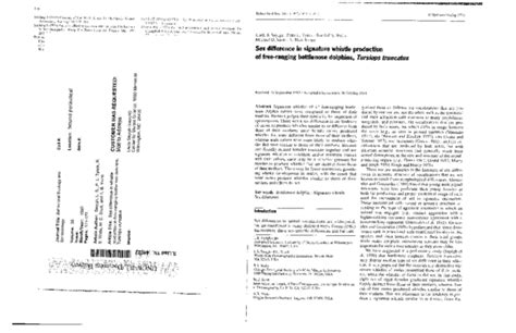 Sex Difference In Signature Whistle Production Of Free Ranging