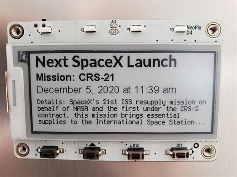 Overview Spacex Next Launch Display With Adafruit Magtag Adafruit Learning System
