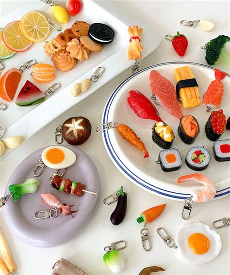 💕당일배송묶음할인💕 56종 음식 모형 키링 모음전 자동차 가방 에어팟 파우치 열쇠고리 가방장식 재미있는 생일 쓸데없는 선물 체육대회 운동회 에이블리