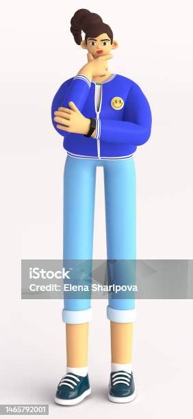 사업가 여성 캐릭터 또는 여성 솔루션에 대해 생각하는 여성 퀴즈 Faq 개념 흰색 배경에 3d 렌더링 그림 개발에 대한 스톡