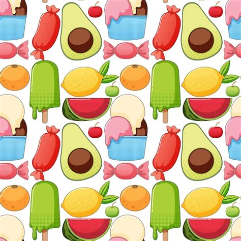 Free Vector Colorful Sweet Food Seamless Pattern
