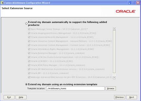 Oracle Enterprise Content Management Suite Configuration Screens