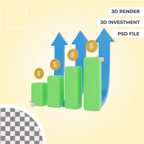 3d 증가 이익 아이콘 개체 그림 프리미엄 Psd 프리미엄 Psd 파일