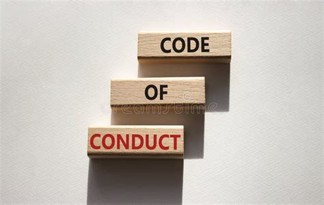 Code Of Conduct Symbol Wooden Blocks With Words Code Of Conduct Beautiful White Background