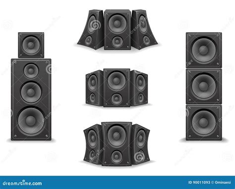 Music Speaker Twisted Isolated 3d Realistic Icons Set Design Vector