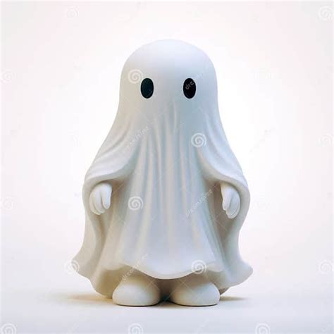 Darkly Comedic White Ghost Figurine With Vray Tracing And Ghosting Effect Stock Illustration