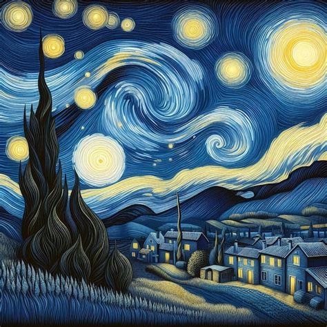 Vincent Van Goghs Starry Night Features A Swirling Night Sky In Vibrant