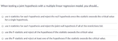 Solved When Testing A Joint Hypothesis With A Multiple