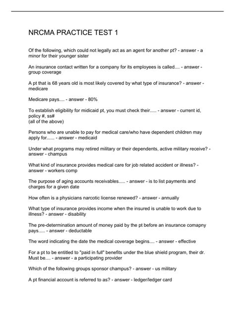 Nrcma Practice Test 1 Nrcma Stuvia Us