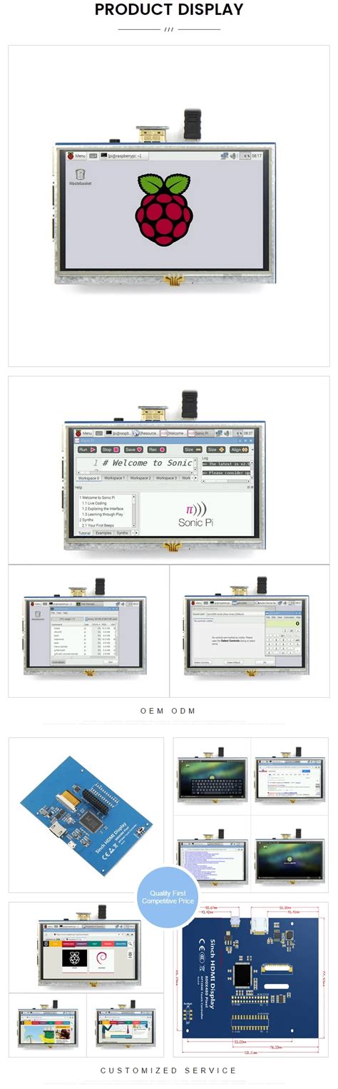라즈베리 파이 5 인치 Lcd Tft 5 인치 800480 터치 스크린 라즈베리 파이 3b 4b Lcd 디스플레이