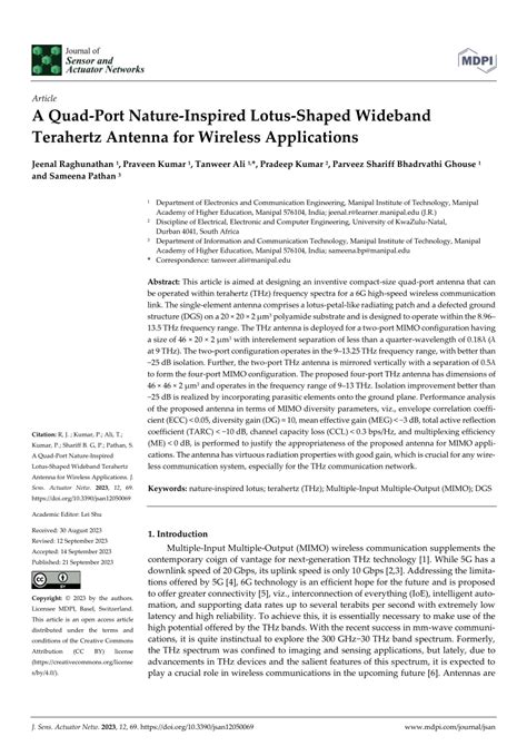 Pdf A Quad Port Nature Inspired Lotus Shaped Wideband Terahertz Antenna For Wireless Applications
