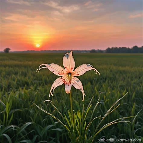 Sunset Spider Lily In A Field Stable Diffusion Online