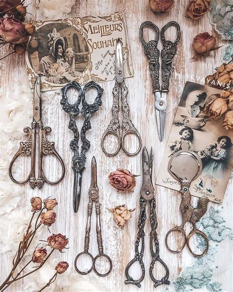 Old Scissors Display In Shabby Chic Decor