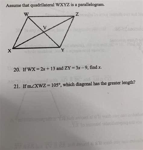 Solved Assume That Quadrilateral Wxyz Is A Parallelogram W