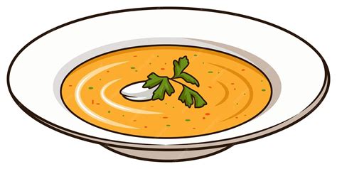 Ilustración De Dibujos Animados De Un Plato De Sopa Vector Premium