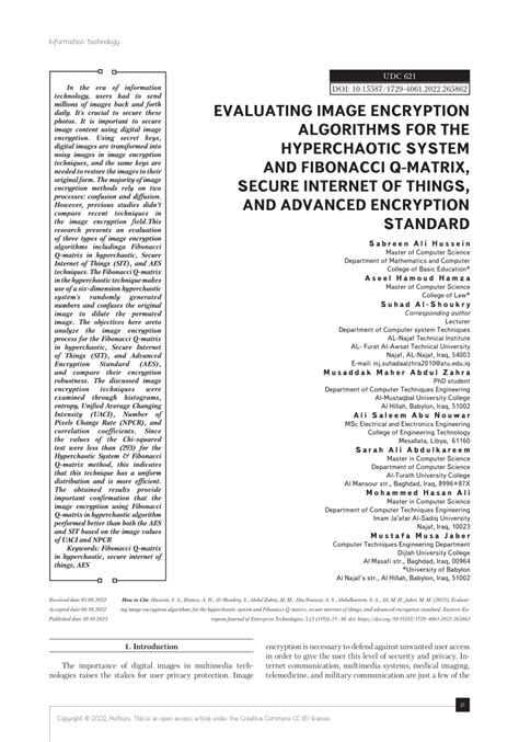 Pdf Evaluating Image Encryption Algorithms For The Hyperchaotic System And Fibonacci Q Matrix