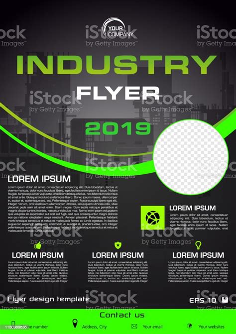 벡터 플라이어 기업 비즈니스 연례 보고서 브로셔 디자인 및 산업 도시 그린 색상에 커버 프리 젠 테이 션 0명에 대한 스톡 벡터 아트 및 기타 이미지 Istock