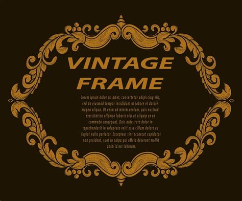 조각 장식 빈티지 테두리 프레임 프리미엄 벡터
