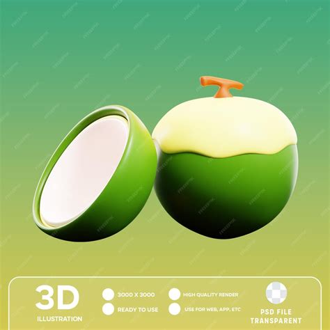 Premium Psd Psd Cococnut 3d Illustration