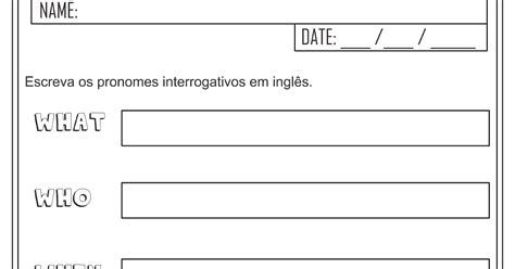 Língua Inglesa para Educação Infantil Atividade Educativa de Inglês