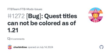 Bug Quest Titles Can Not Be Colored As Of 121 · Issue 1272 · Ftbteamftb Mods Issues · Github