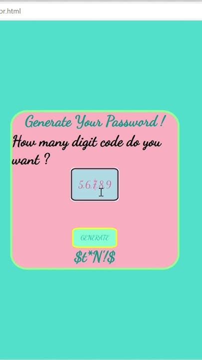 Password 🔑🔑 Generator Website By Yash 😎😎😎 Modernagecoders Viral Trending Shorts Coding Js