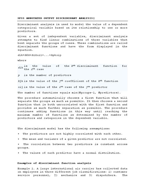 Spss Annotated Output Discriminant Analysis 1 Pdf Correlation And Dependence Statistical
