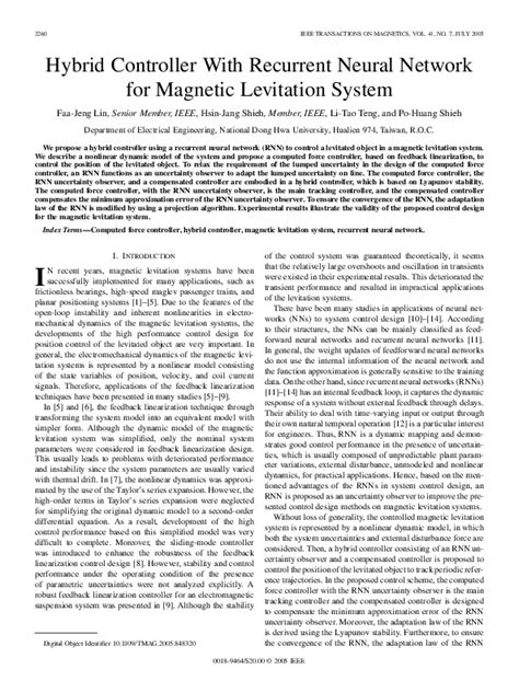 Pdf Hybrid Controller With Recurrent Neural Network For Magnetic