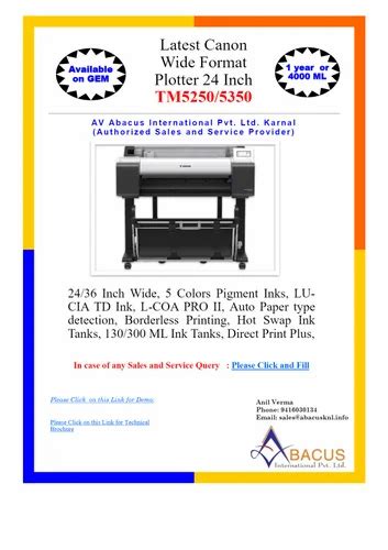 Prograf Tm5250 Canon Large Format Printer At Rs 99999 Sector 13 Karnal Id 2373190230