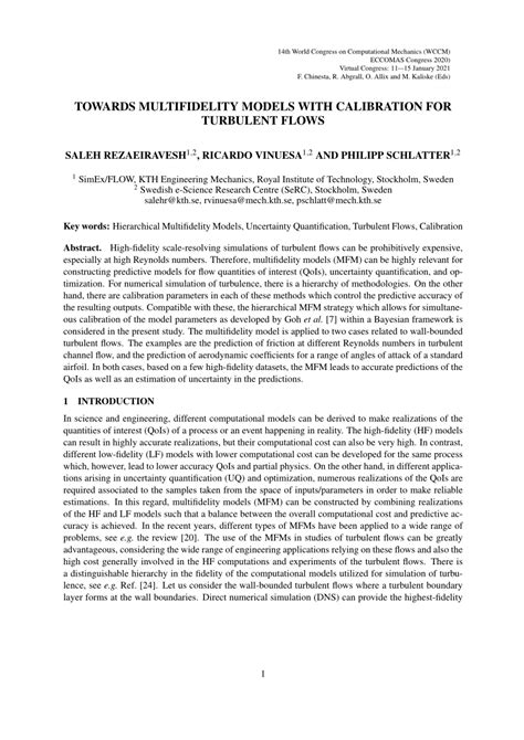Pdf Towards Multifidelity Models With Calibration For Turbulent Flows
