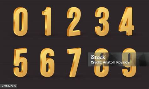 황금 숫자 3d 스타일 글꼴 세트입니다 절연 번호 0 1 2 3 4 5 6 7 8 9 생일 황금 금속 숫자 황금 숫자 세트 사실적인 3d 벡터 벡터 일러스트 레이 션 0명에