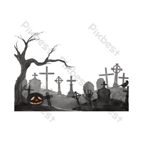 Spooky Halloween Cemetery Scene Png Images Psd Free Download Pikbest