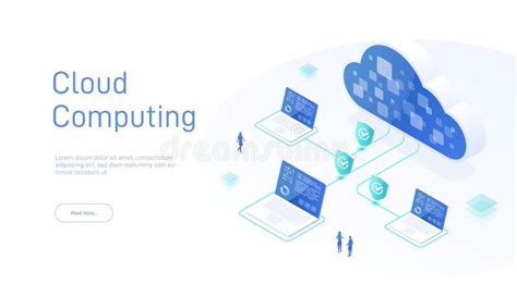 Cloud Computing Isometric Big Data Flow Processing Concept Cloud Database Cloud Technology