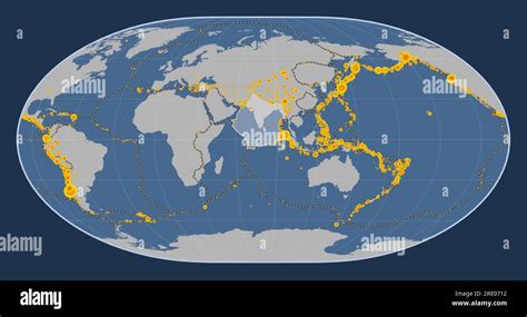 Indian Tectonic Plate On The Solid Contour Map In The Loximuthal Projection Centered