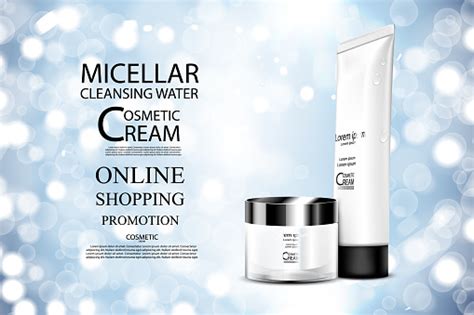 럭셔리 화장품 병 패키지 피부 케어 크림 뷰티 화장품 제품 포스터 Bokeh 및 물 배경 3차원 형태에 대한 스톡 벡터 아트 및 기타 이미지 Istock