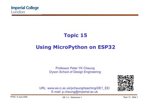 Ppt Topic Using Micropython On Esp Professor Peter Yk Cheung Powerpoint Presentation