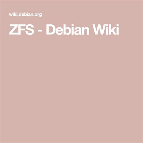 Zfs Debian Wiki