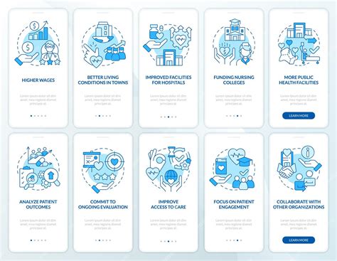 Premium Vector Health System Transformation Blue Onboarding Mobile App Screen Set