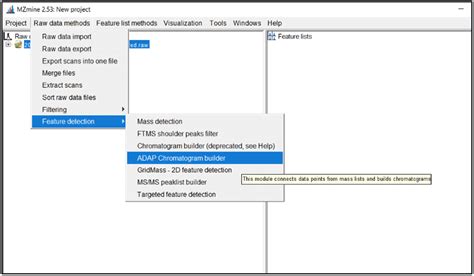 Screenshot To Run Adap Chromatogram Builder Download Scientific Diagram